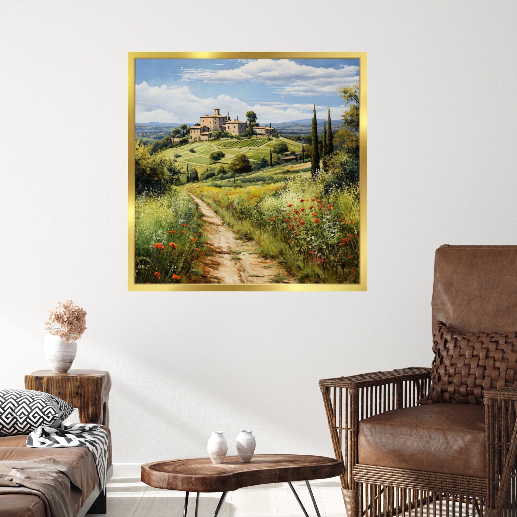Umbria Italy Landscape Painting Wall Art Decor Square Frame Wall Decor ...