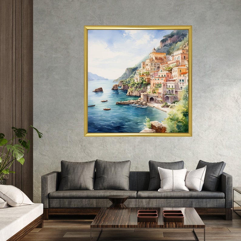 Amalfi Coast Italy Landscape Watercolor Digital Instant Download Screen ...