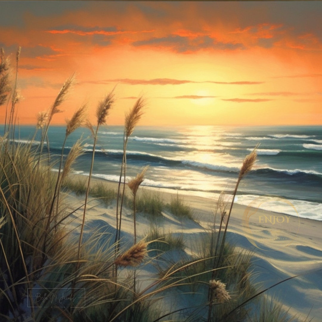 Dramatic Sunset Over the Beach With White Sand Landscape Ocean Sunset ...