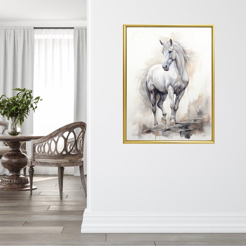 White Horse Watercolor Painting: Abstract Wall Art (digital Download ...