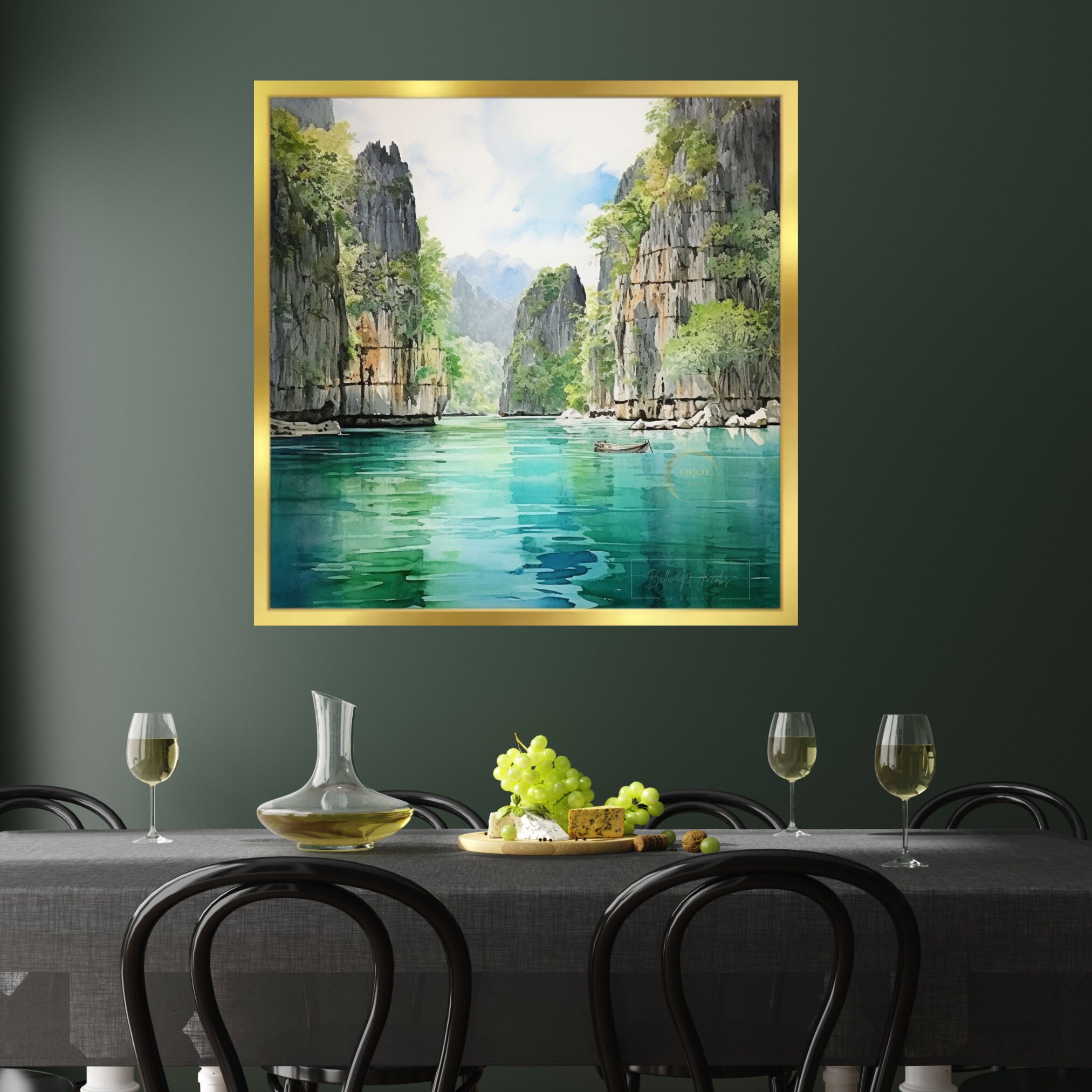Palawan, Philippines Mountain Rocks Turquoise Lake Landscape Wall Art ...