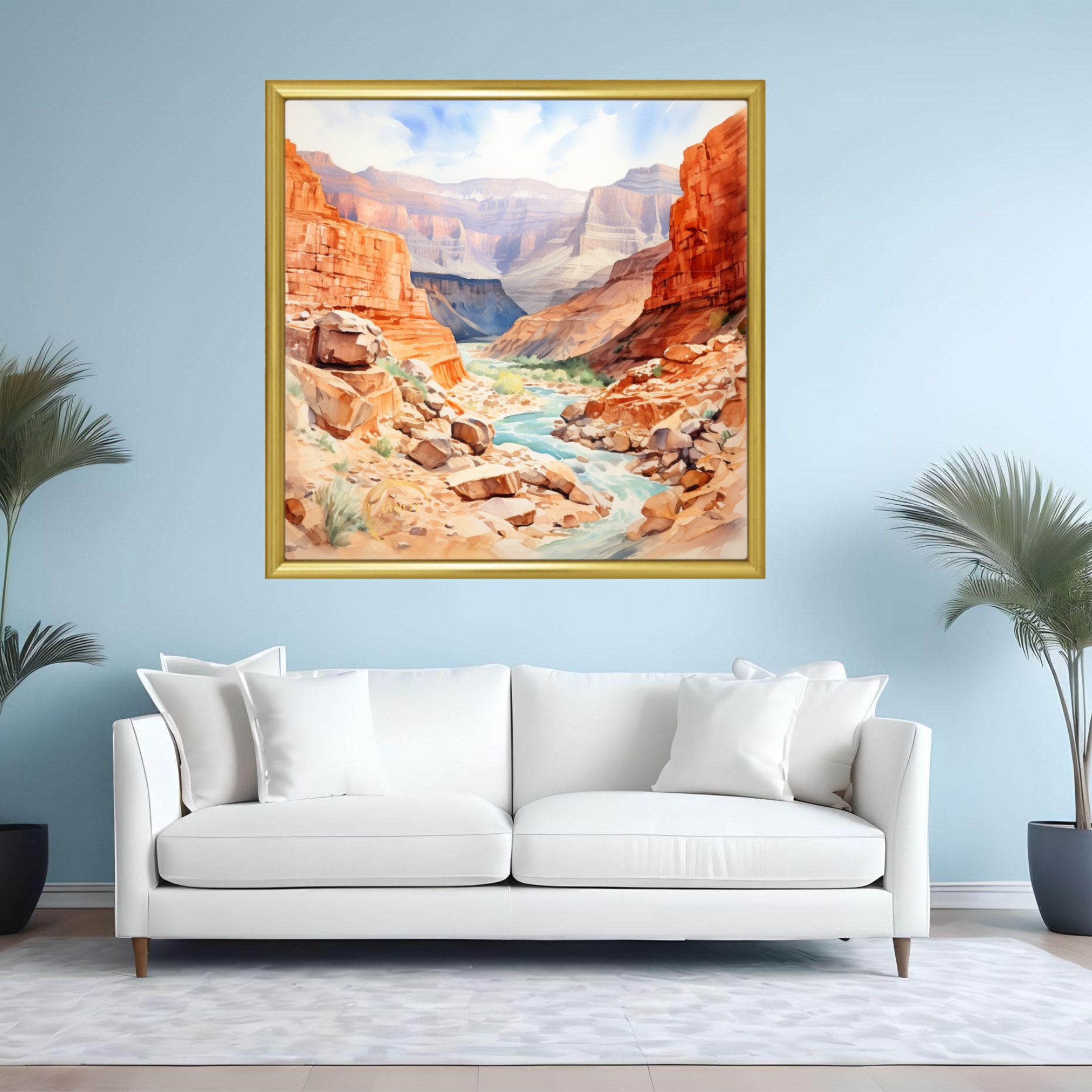 Grand Canyon Watercolor Painting Landscape Wall Art Design Decor Screen ...