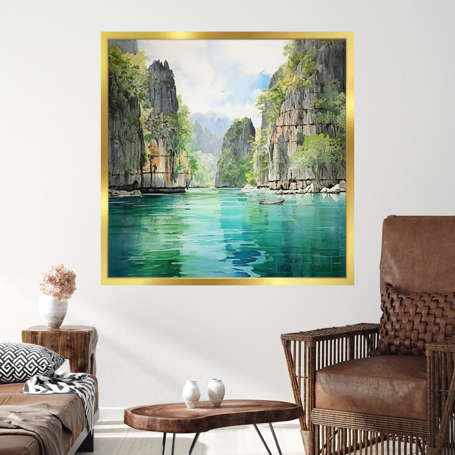 Palawan, Philippines Mountain Rocks Turquoise Lake Landscape Wall Art ...