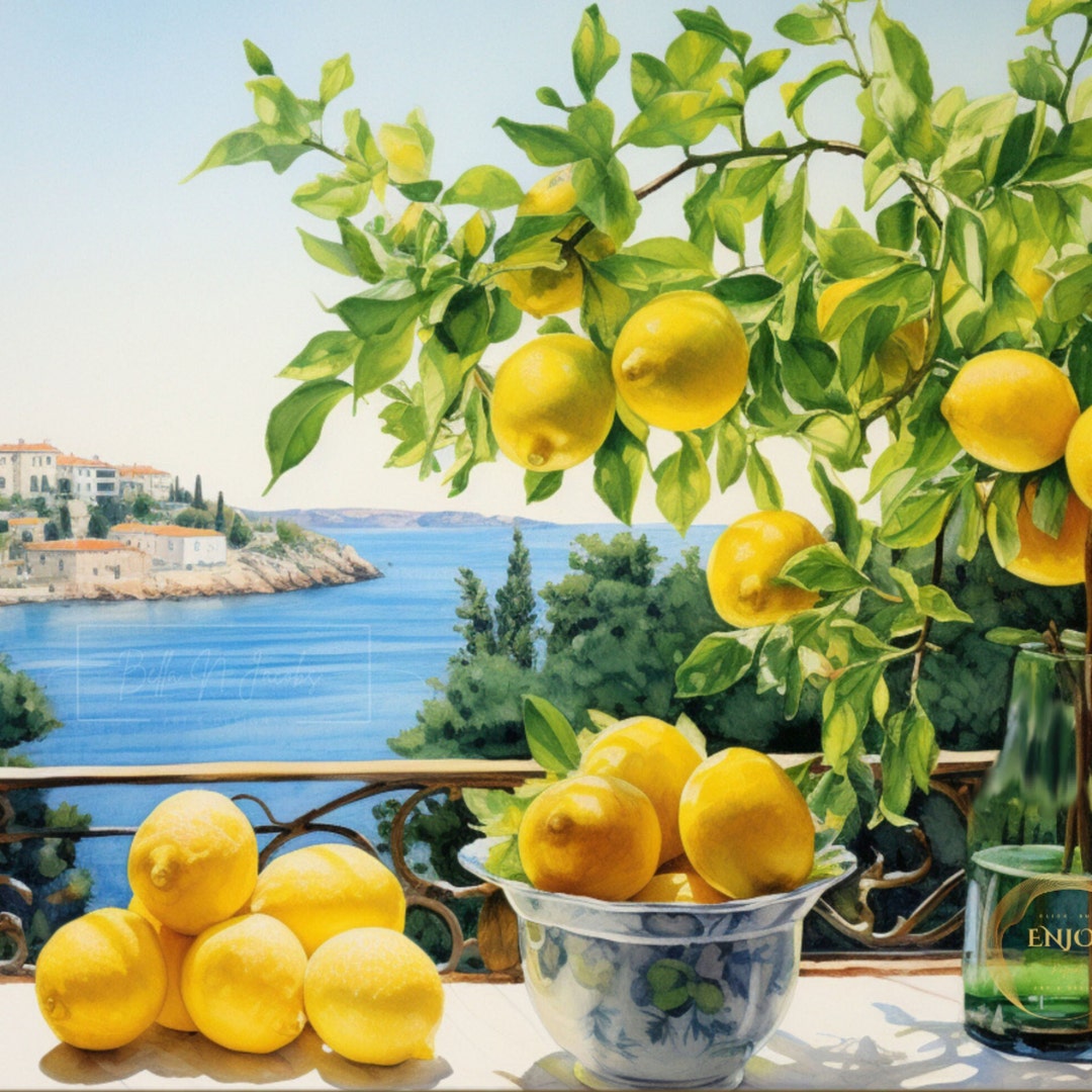 Sicily Lemon Tree Watercolor Print | Sicilian Wall Art | Mediterranean ...
