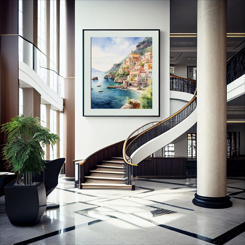 Amalfi Coast Italy Landscape Watercolor Digital Instant Download Screen ...