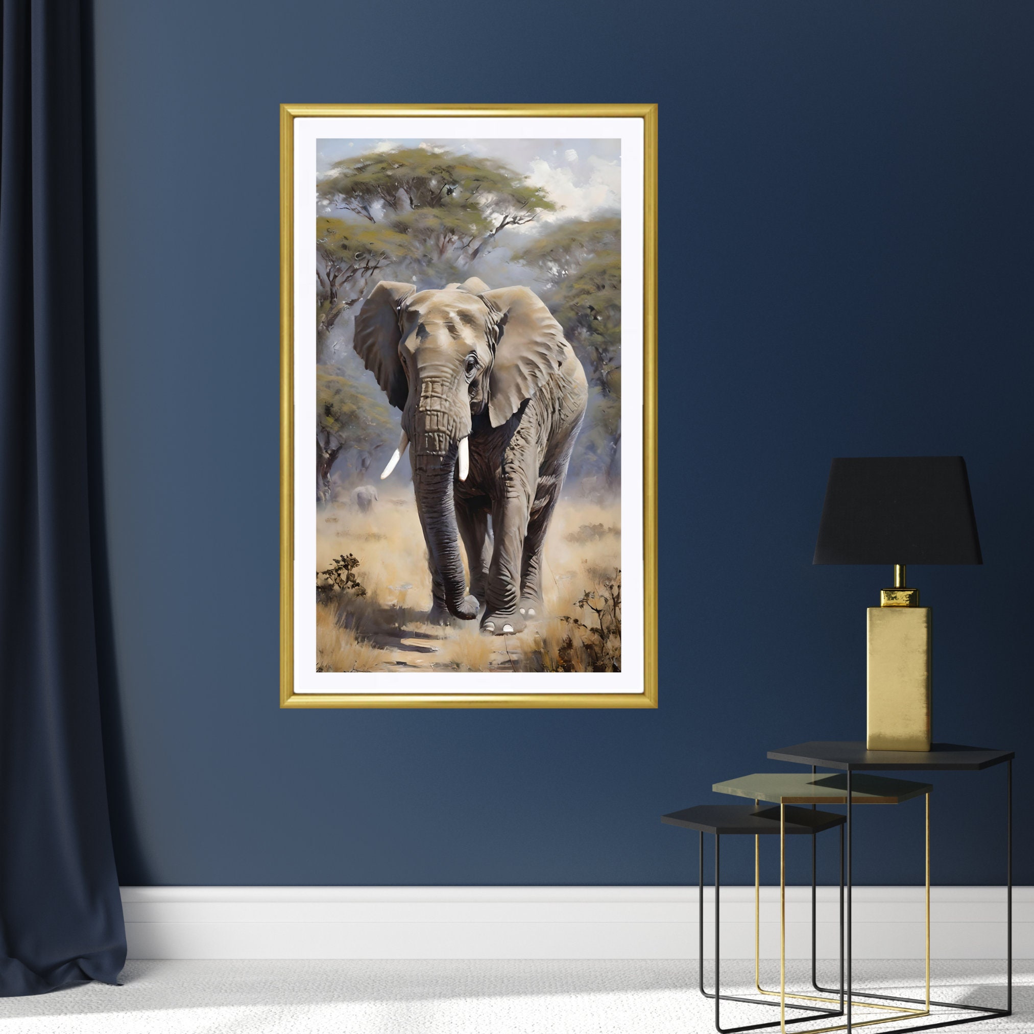 Elephant Painting Digital Print Screen Wallpaper Vertical Frame Africa ...