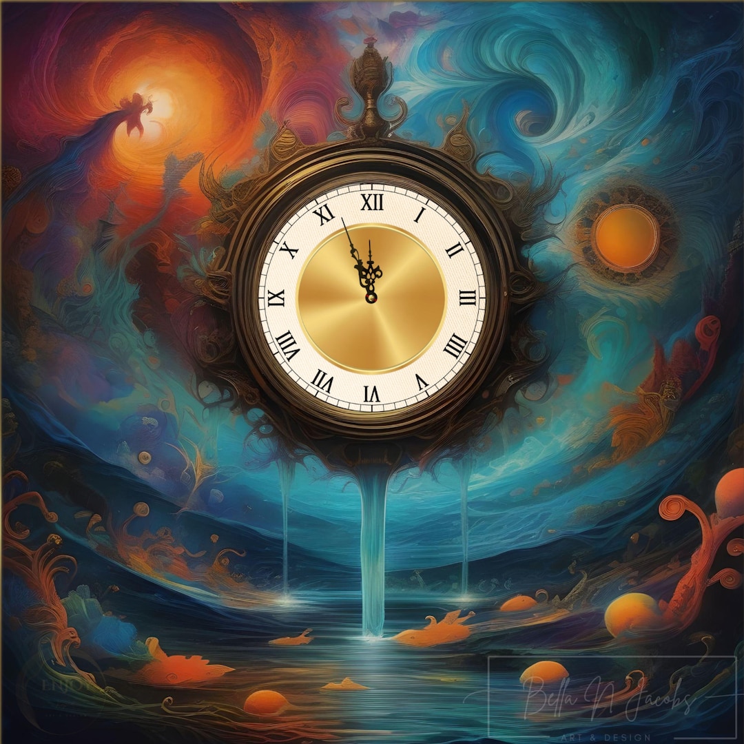 Clock Watch Sublimation Art Water and Flame Abstract Wall Art Design ...
