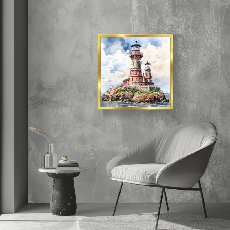 Lighthouse Painting Lighthouse Wall Art Ocean View Landscape Art Decor Ocean Screen Wallpaper ...