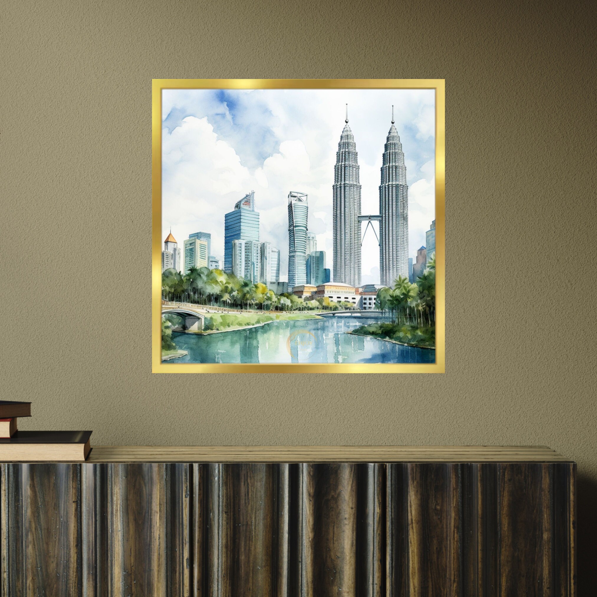 The Petronas Twin Towers of Kuala Lumpur's Skyline Watercolor Painting ...