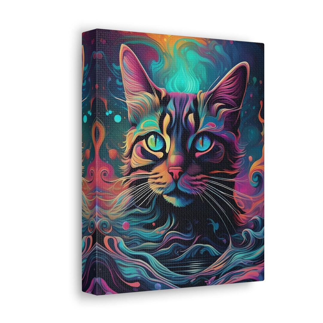 Colorful Cat Portrait for Kids Room Children Showroom Vertical ...