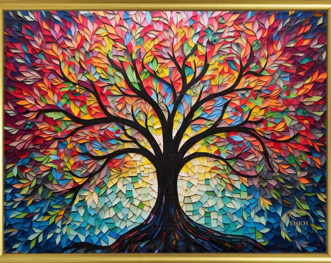 Colorful Tree Art, Tree of Life, Tree Print, Abstract Treet, Autumn ...