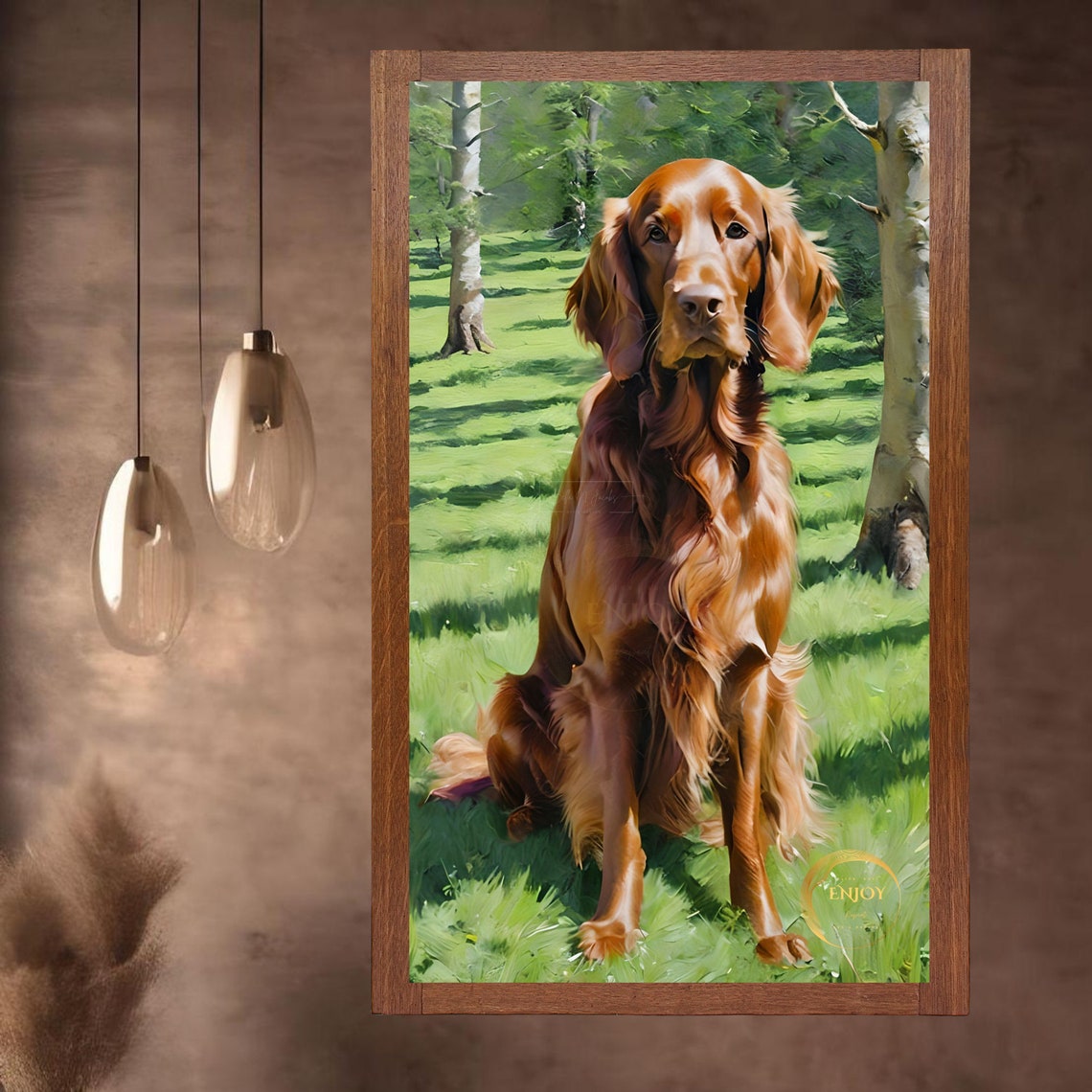 Irish Setter Oil Painting: Summer Landscape Dog Portrait (digital ...