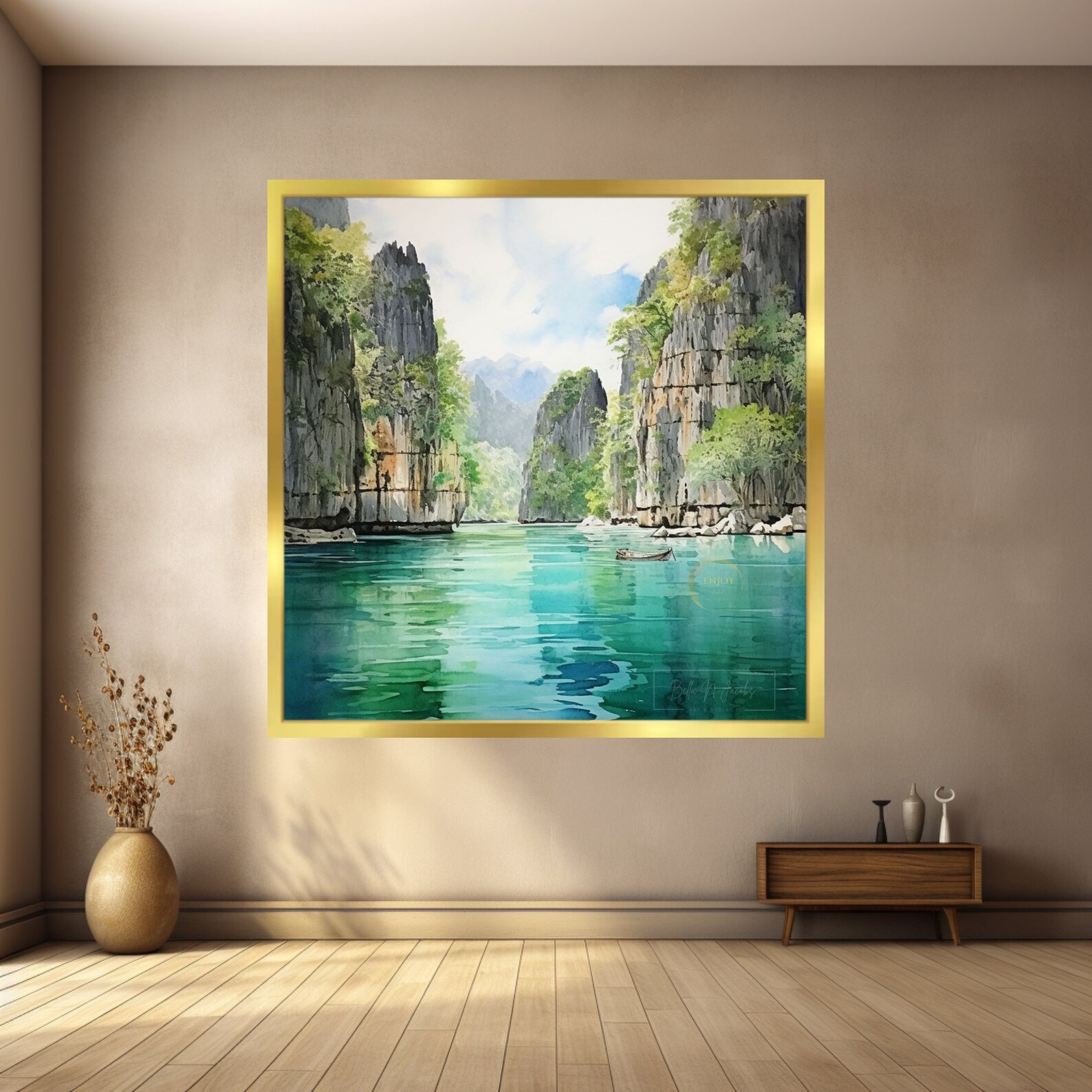 Palawan, Philippines Mountain Rocks Turquoise Lake Landscape Wall Art ...