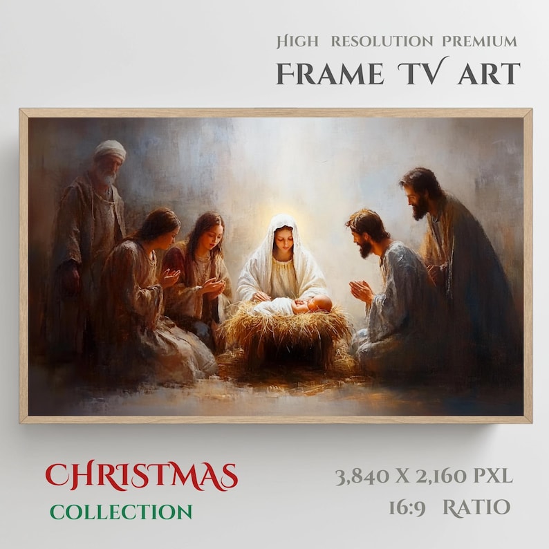 Holy Family Nativity Art: Neutral Christmas Samsung Frame TV (digital ...