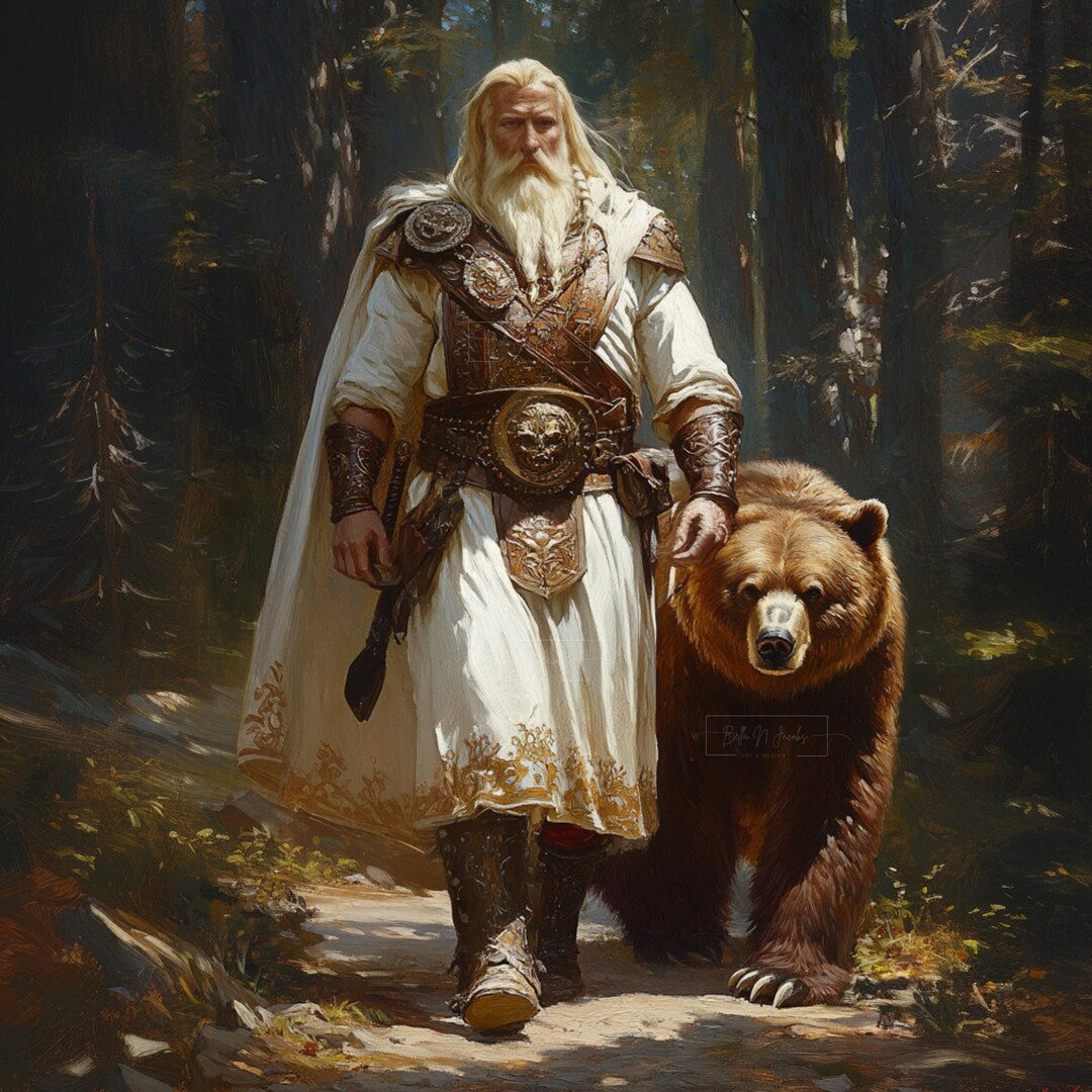 Slavic Viking Bear Watercolor Painting: Eastern European Mythology Art ...