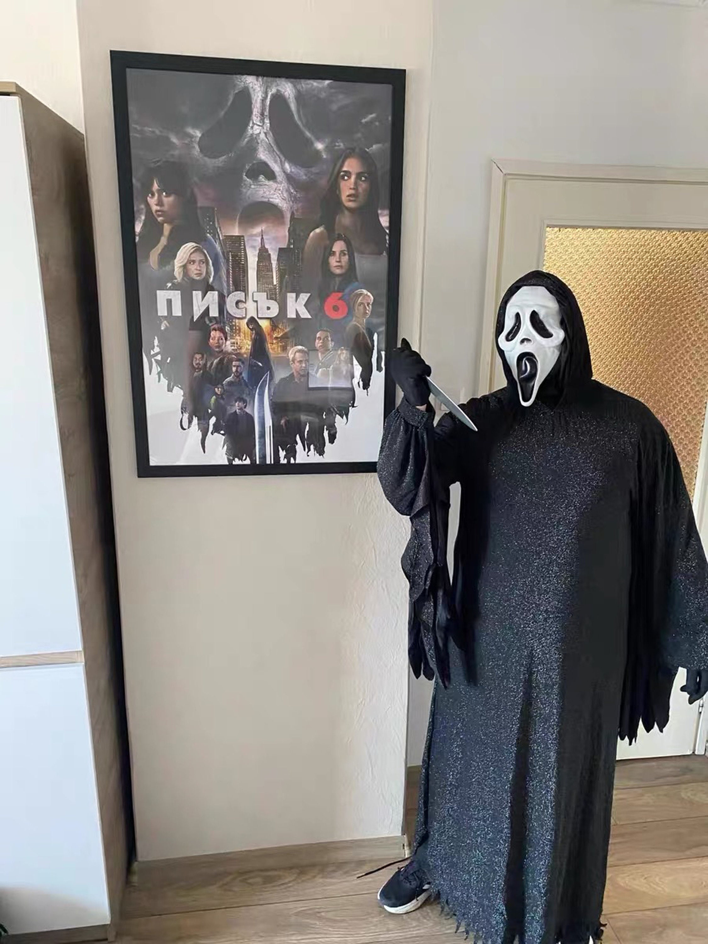Handmade Halloween Horror Scream Mask Ghost Face Robe,room Escape ...