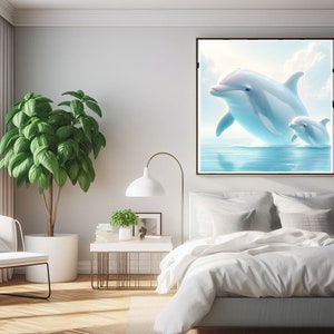 Dolphin Wall Art for Living Room Décor Cute Modern Art Living Room Wall ...