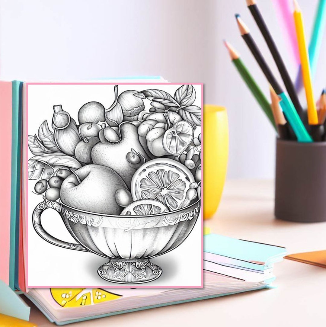 Joyful Fruits Coloring Book for Relaxation Mindfulness Coloring for Fun ...