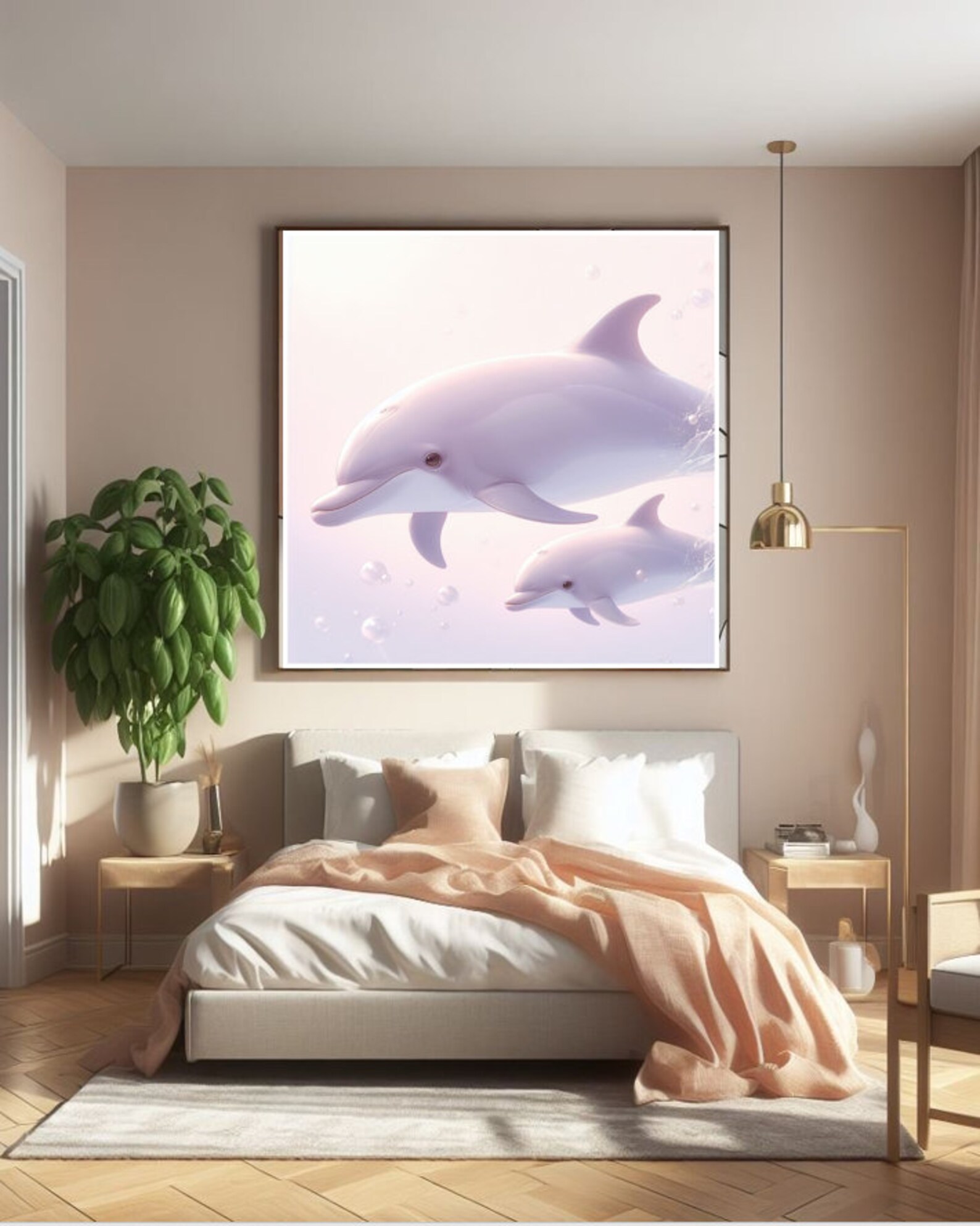 Dolphin Wall Art for Living Room Décor Cute Modern Art Living Room Wall ...