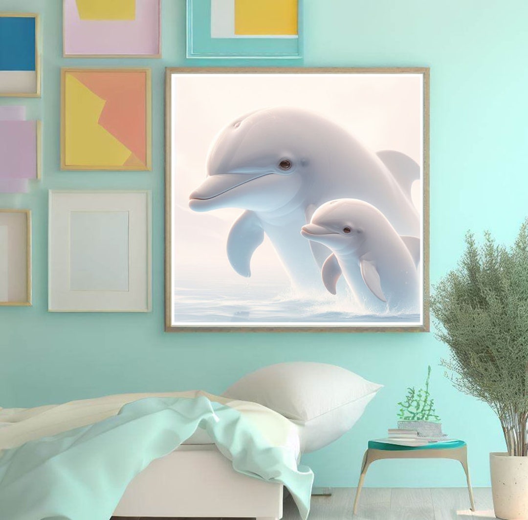 Dolphin Wall Art for Living Room Décor Cute Modern Art Living Room Wall ...
