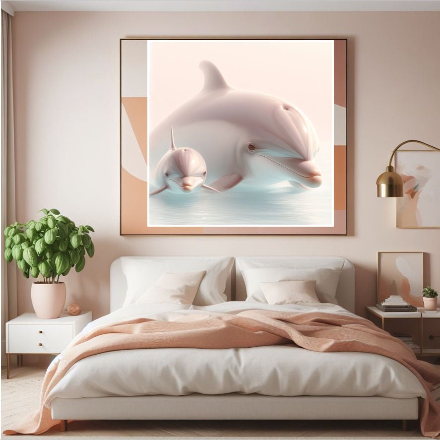 Dolphin Wall Art for Living Room Décor Cute Modern Art Living Room Wall ...