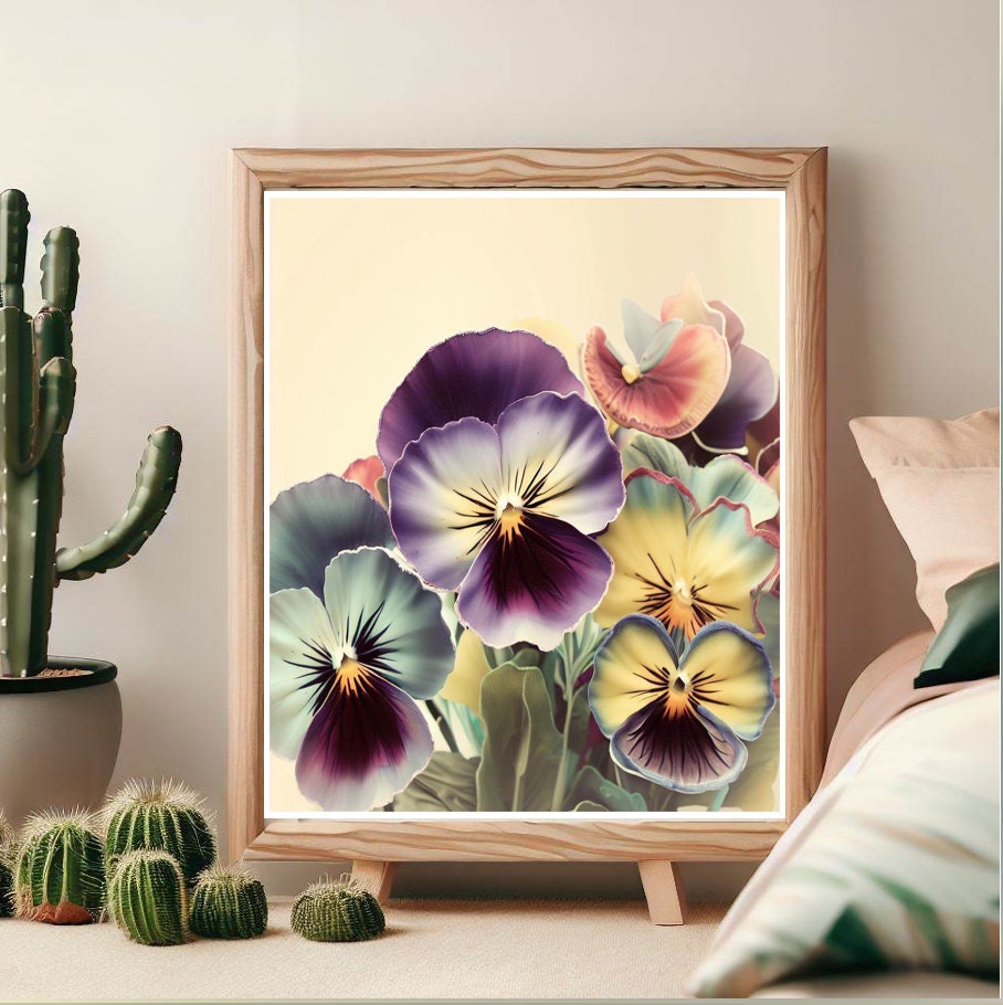 Printable Pansy Flowers Digital Wall Art, 20 High-resolution Pansy ...