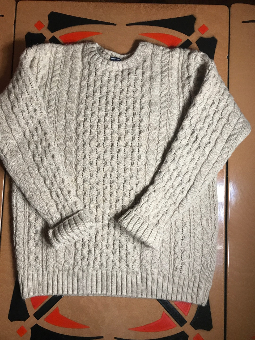 Brandi Melville Hand Knit Wool Aran / Fisherman Sweater Beige Colour ...