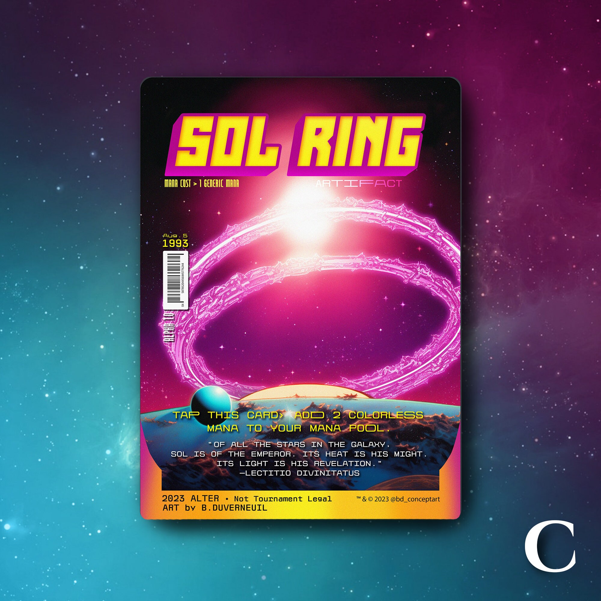 Sol Ring Retro Futuristic / Vintage Full Art Holographic for Collectors and MTG Players Altered ...