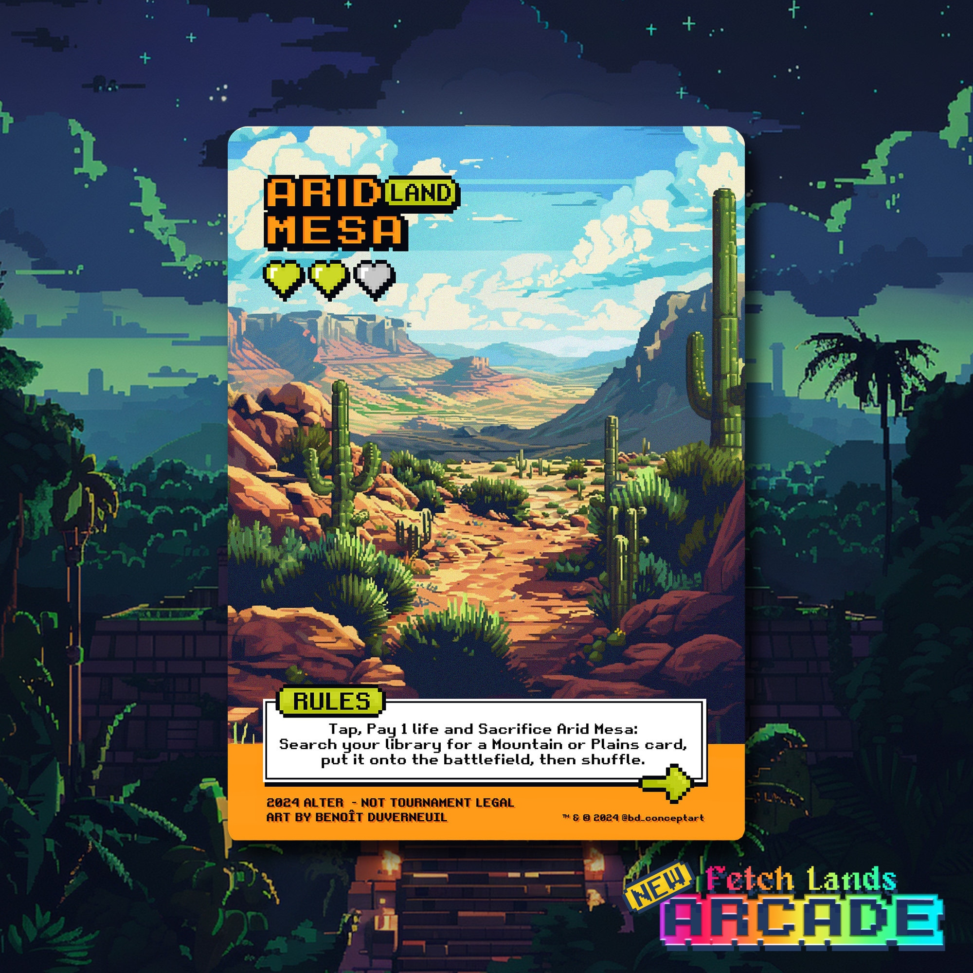 Arid Mesa Arcade / Retro Gaming Full Holographic Art for Collectors and MTG Players Altered ...