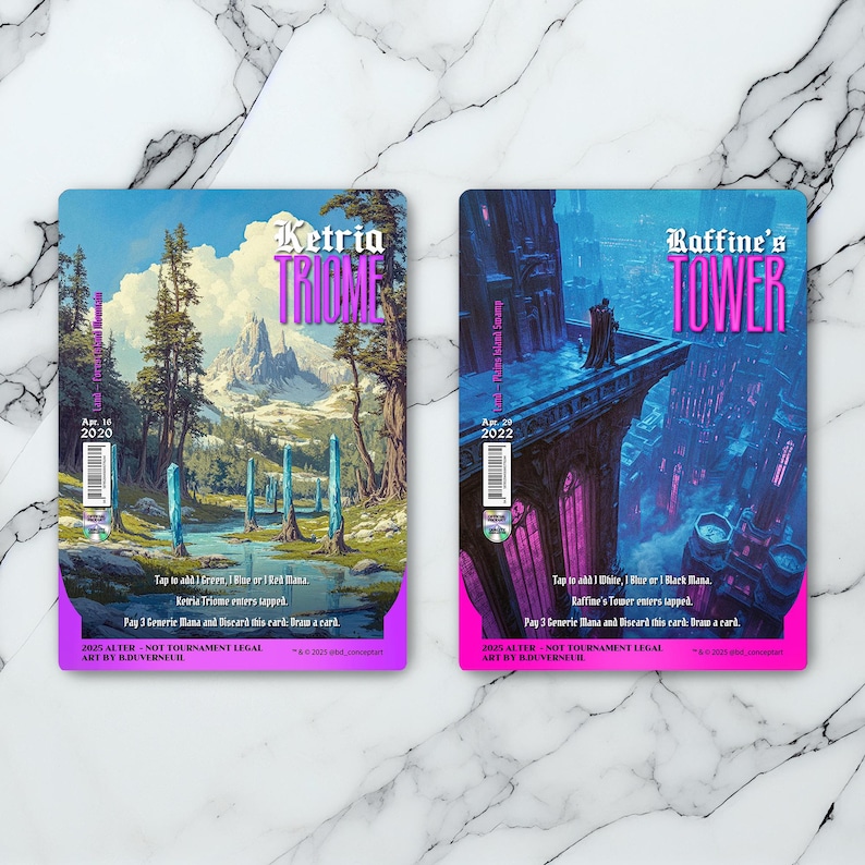 Triome Lands - Retro Futuristic / Vintage - Full Art Holographic - for ...