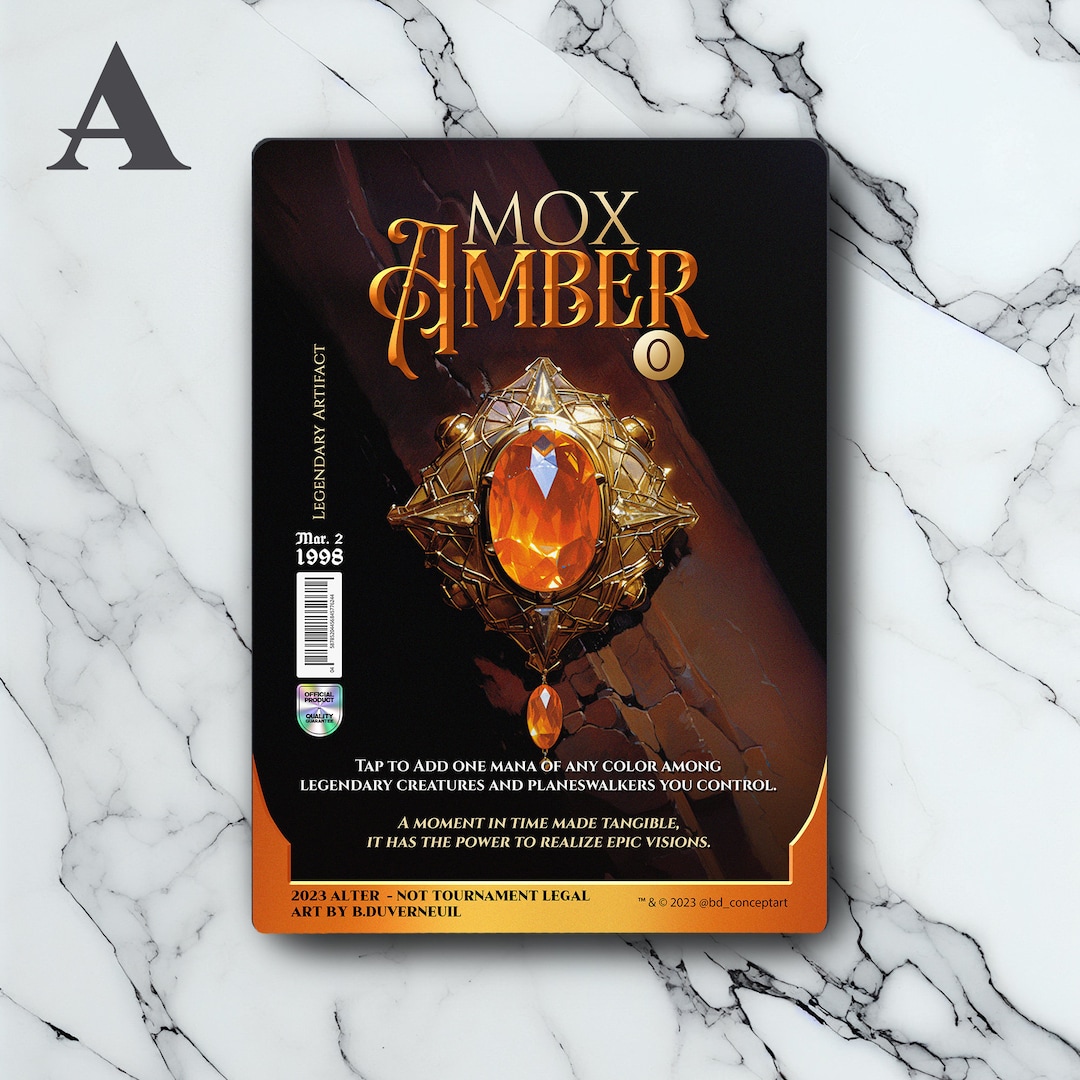 Mox Amber Retro Futuristic Full Art Holographic for Collectors & MTG Players Altered Magic Card ...