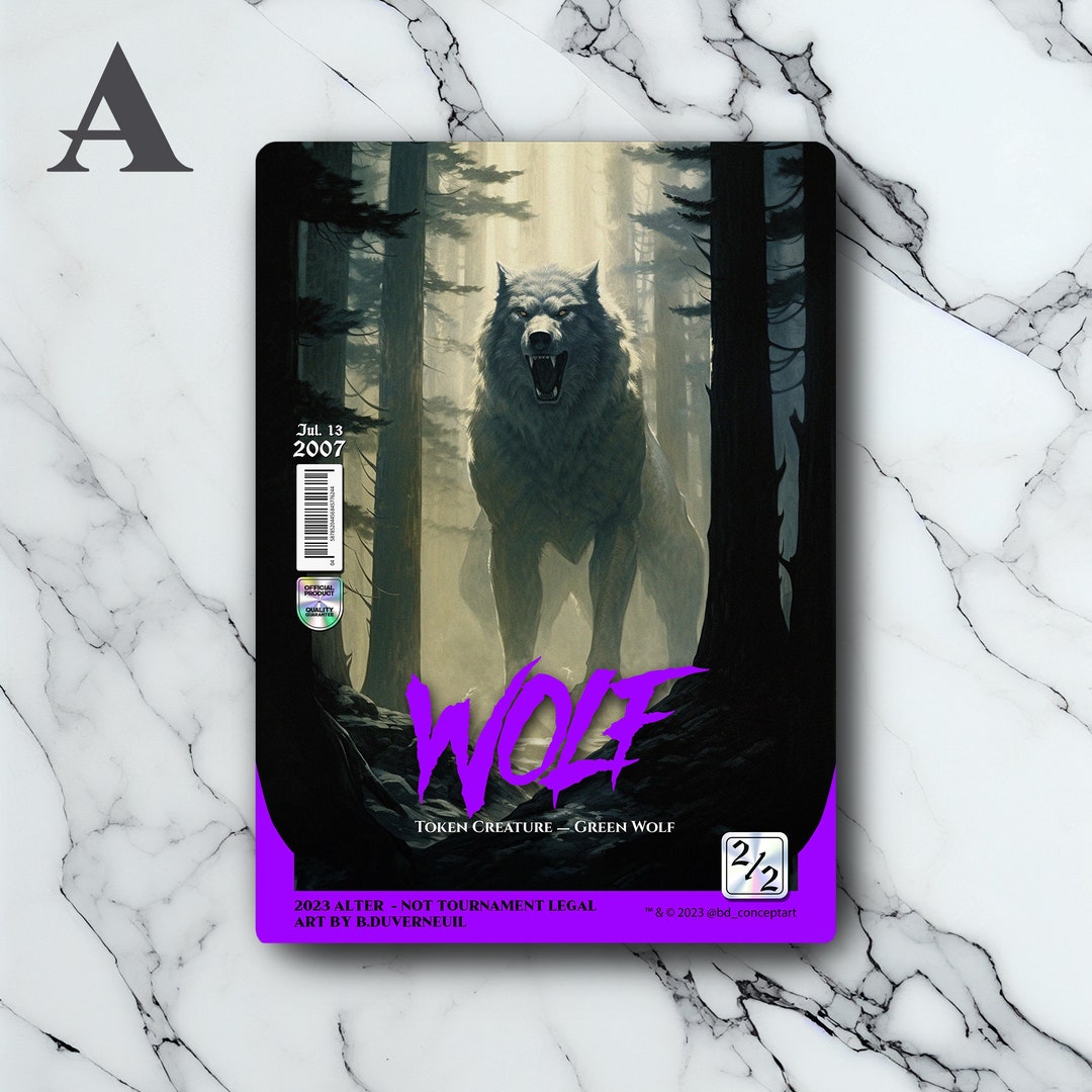 Wolf Token Retro Futuristic Full Holographic Art for Collectors & MTG ...