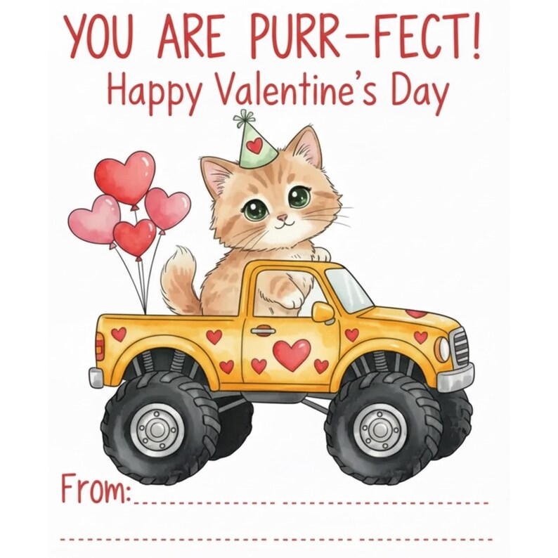 Valentine Cards for Kids Printable, Cars Valentine Cards PDF, Classroom ...