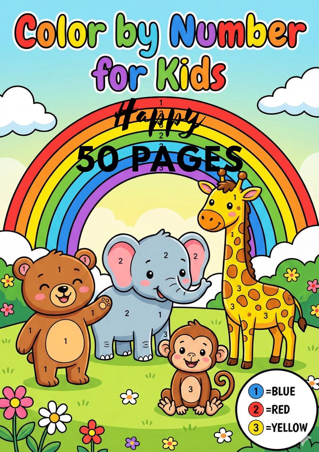Color by Number Workbook A4 Format, Preschool Kids Learning Activity ...