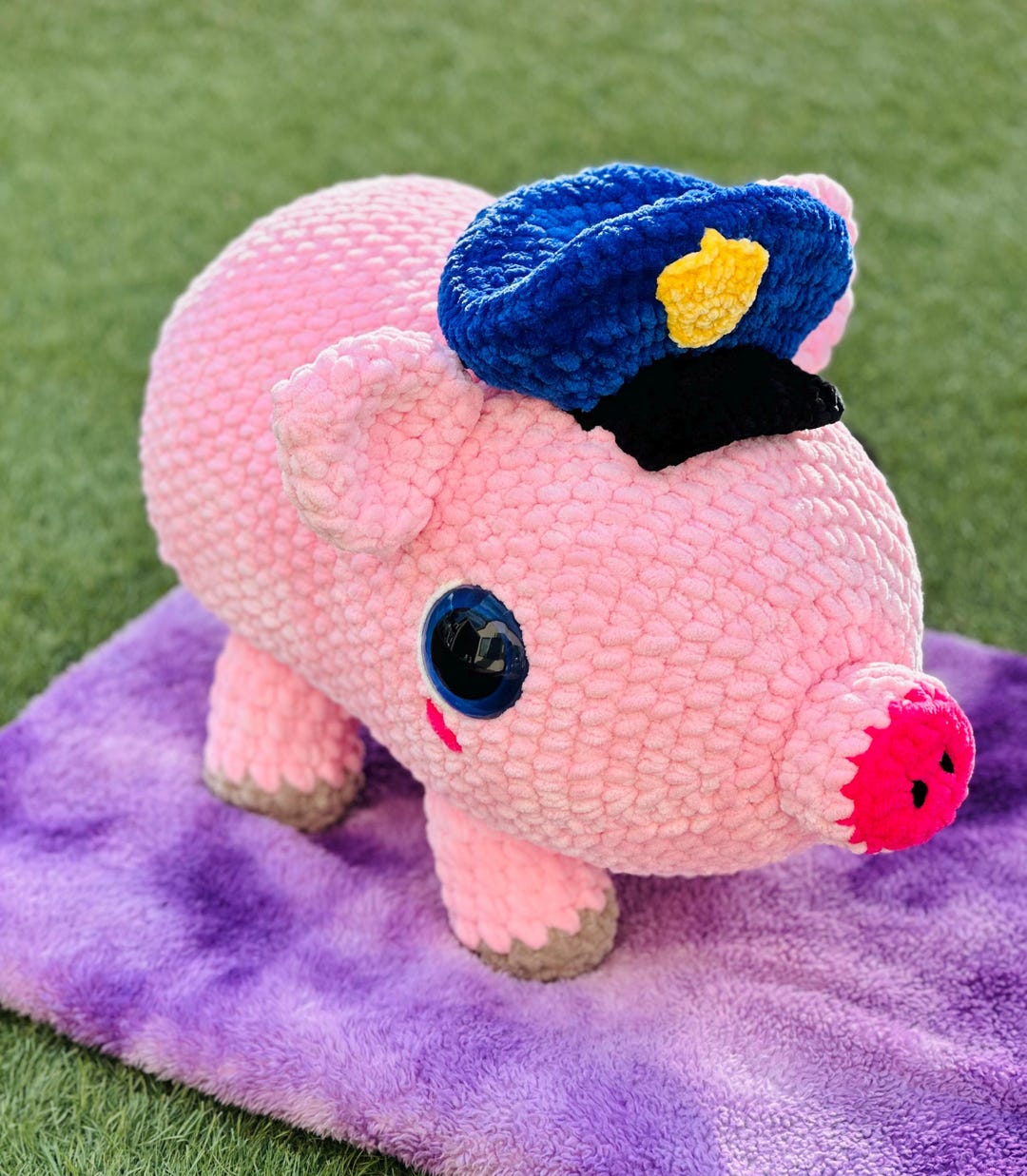 Crochet Jumbo Size Pretty Pink Police Piggy Stuffy Plushy - Etsy