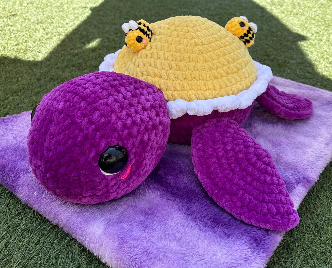 Crochet Purple Flower Sea Turtle With Bees - Etsy