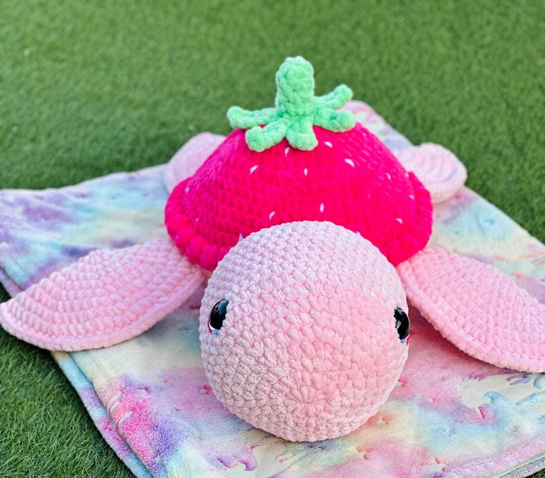 Crochet Jumbo Strawberry Sea Turtle Plushy Stuffy - Etsy
