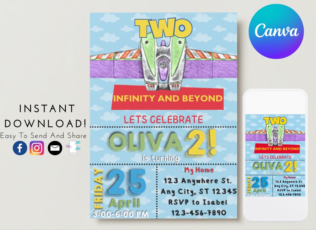 Two Infinity and Beyond Birthday Invitation Two Infinity and - Etsy