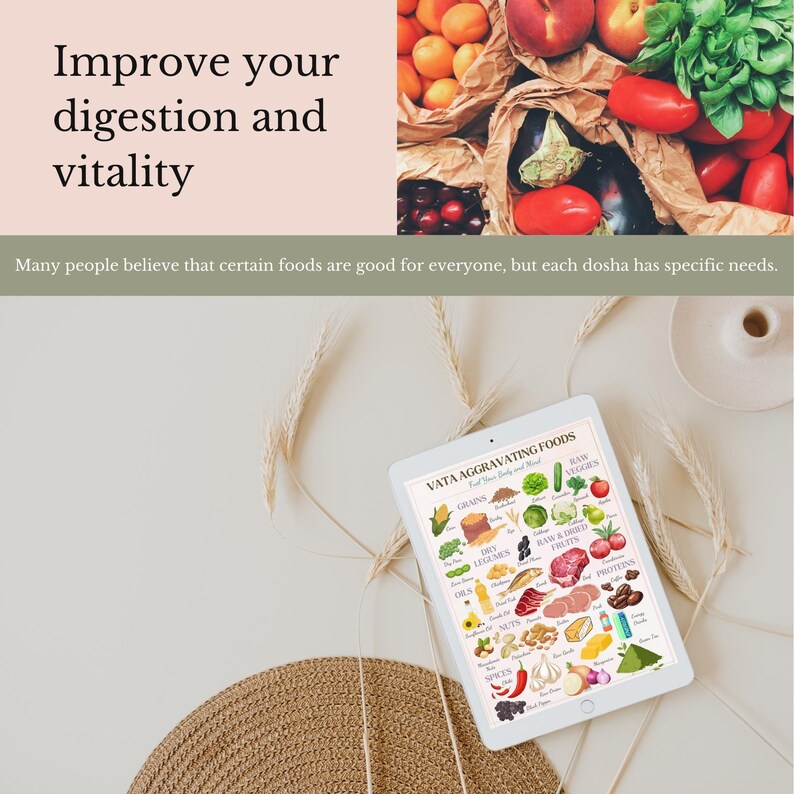 Ayurveda Cheat Sheet | Vata Dosha Food List | Self Care Planner ...