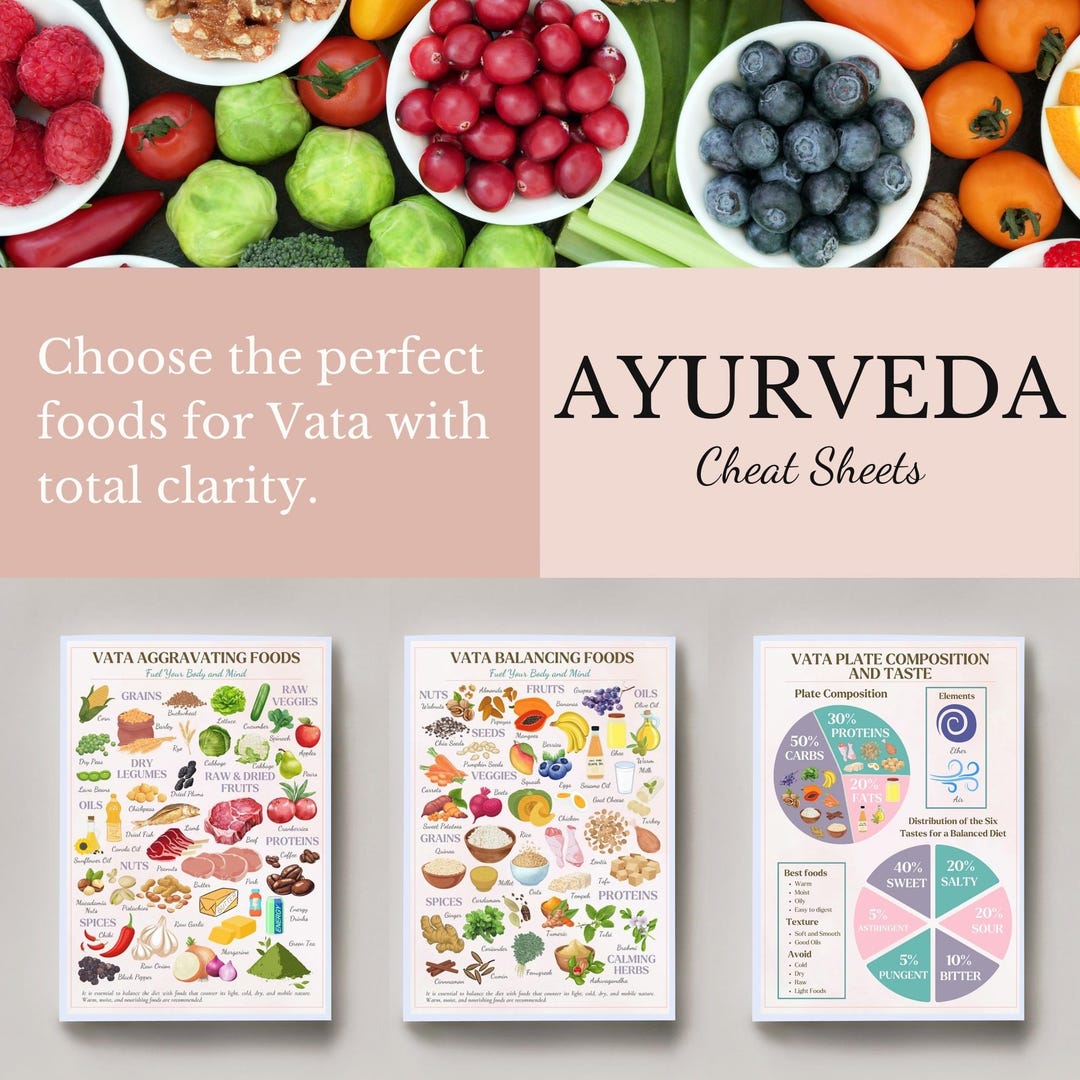Ayurveda Cheat Sheet | Vata Dosha Food List | Self Care Planner ...