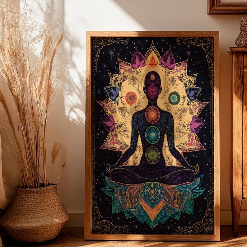 Lotus Chakra Wall Art | Downloadable Art for Meditation | Chakra Boho ...