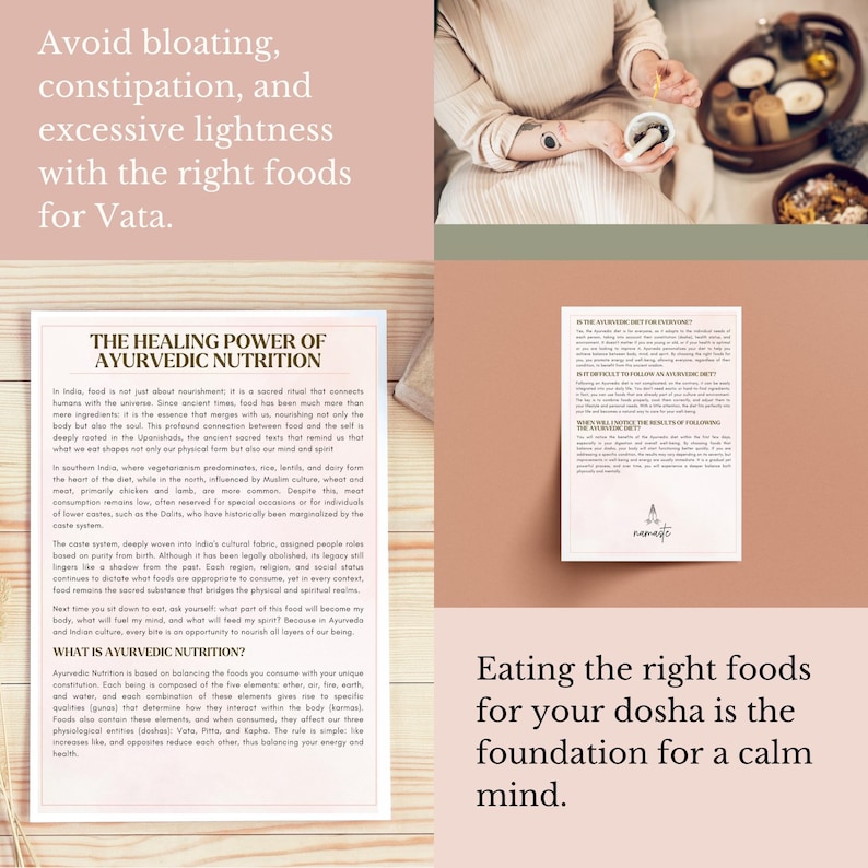 Ayurveda Cheat Sheet | Vata Dosha Food List | Self Care Planner ...