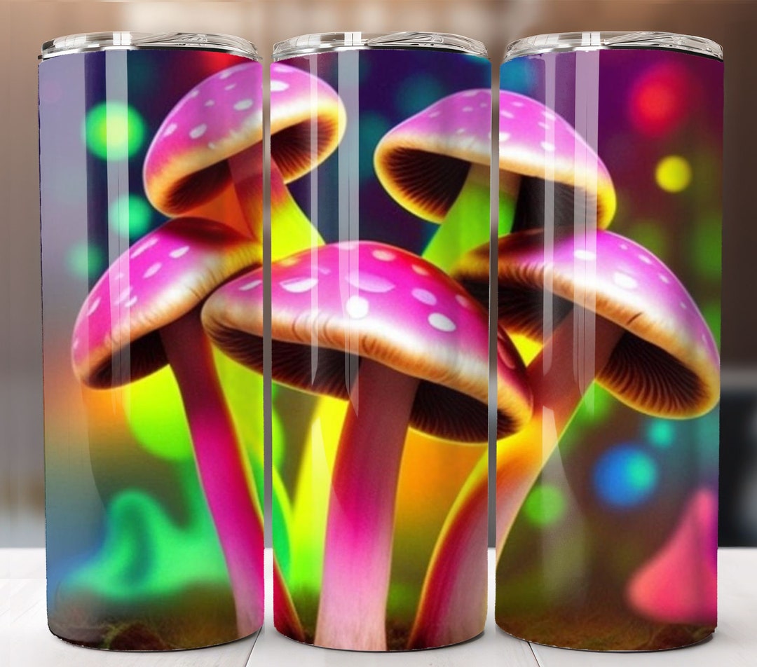 Colorful Bright Magic Mushroom 20oz Skinny Tumbler Wrap Sublimation ...