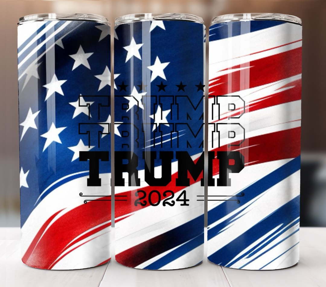 Trump, Donald Trump, 2024, American Flag, 20oz Skinny Tumbler Wrap ...