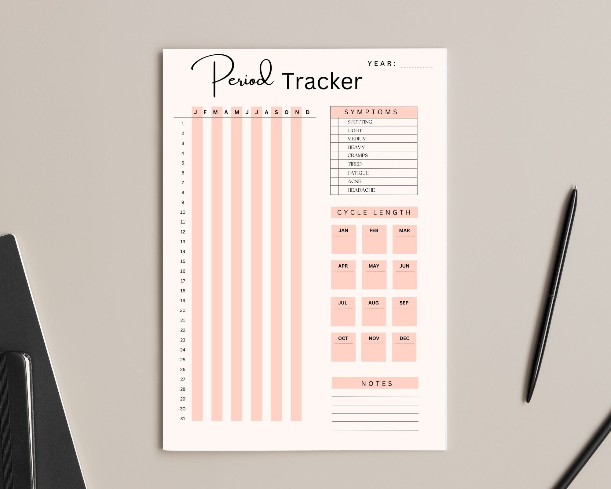 Period Tracker Printable, Cycle Tracker, Menstrual, Period Cycle ...