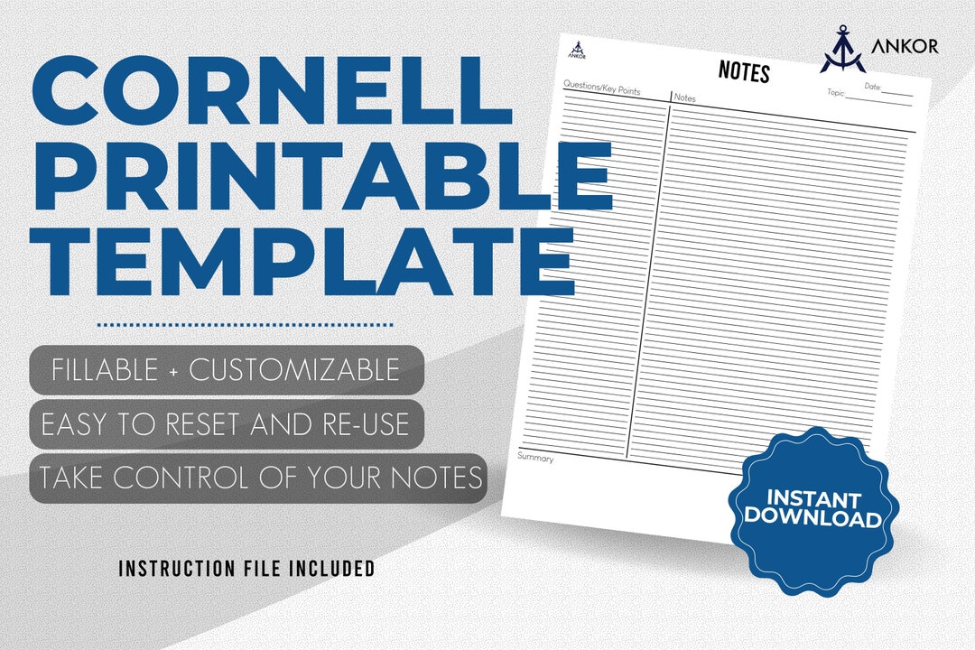 Undated Goodnotes Cornell Notes Printable Note Template iPad - Etsy