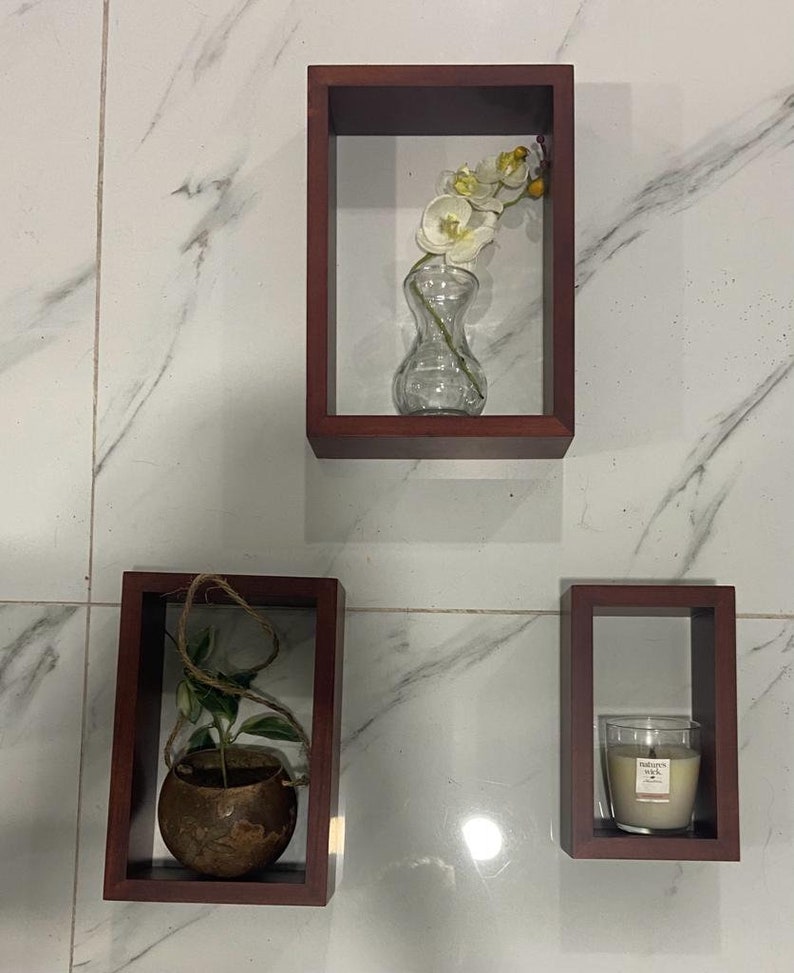 Three NESTED WALL CUBES Walnut Color - Etsy