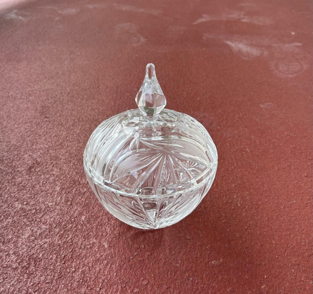 Vintage Cut Glass Lidded Candy Dish - Etsy