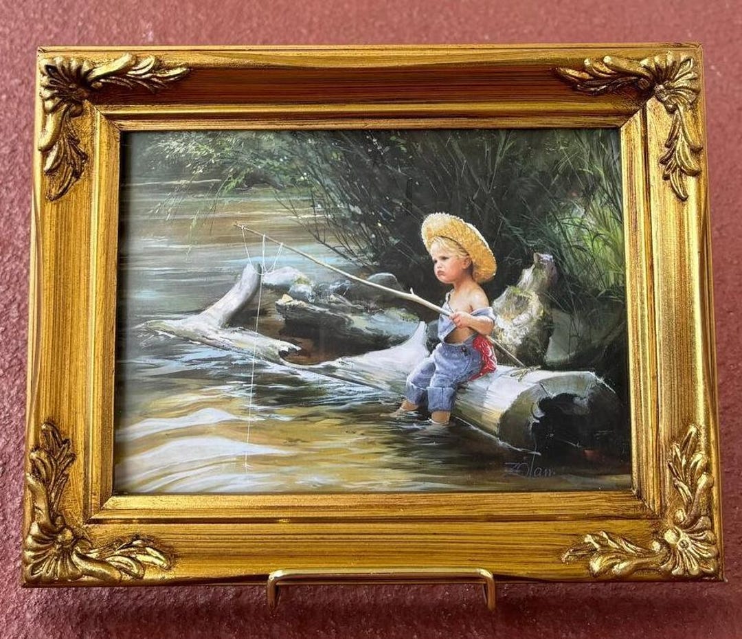 The Little Fisherman Miniature Lithograph Numbered A9707 Donald Zoland ...