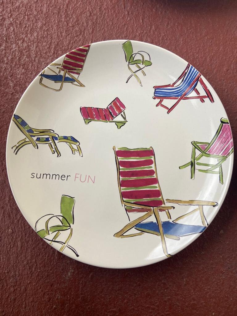 4 Rosanna Summer Time Fun Salad Plates clay Art Hande Paimting - Etsy